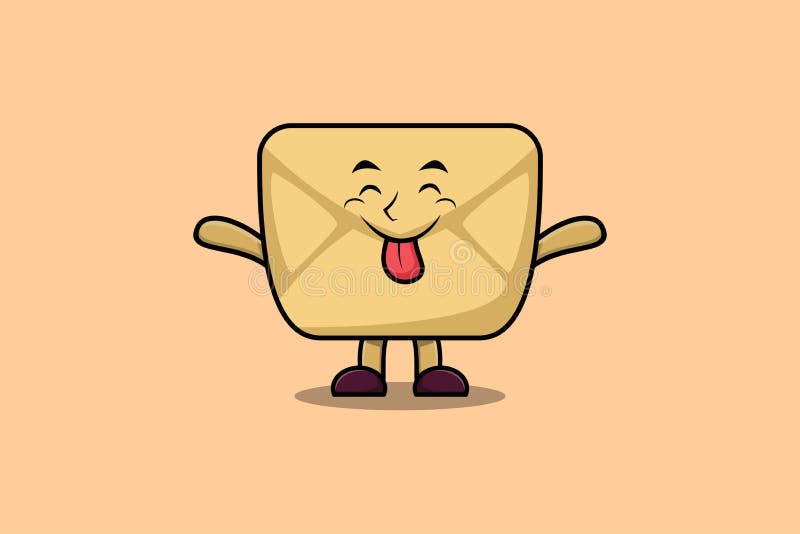 Cute Cartoon Envelope with Flashy Expression Stock Vector ...