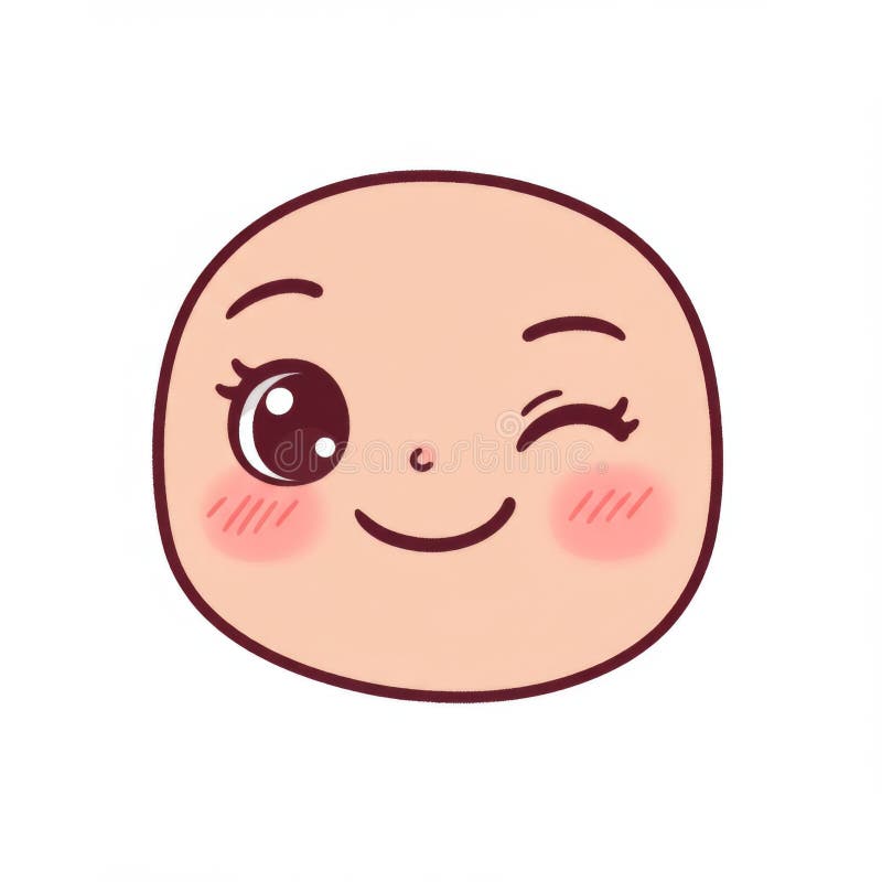 Cute Cartoon Face with Winking Expression Stock Illustration ...