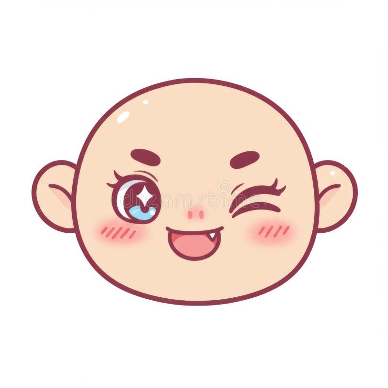 Cute Cartoon Face with Winking Expression Stock Illustration ...