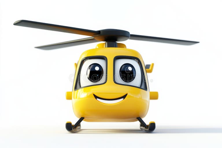 This Cute Cartoon Features a Helicopter Character in 3D. Stock Photo ...