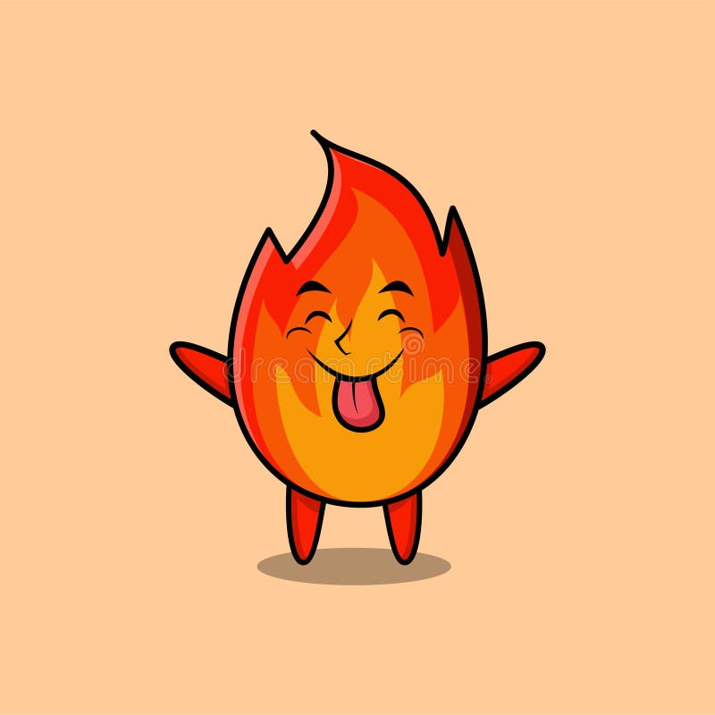 Cute Cartoon Fire Character with Flashy Expression Stock Vector ...
