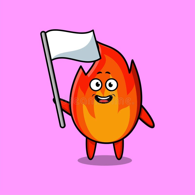 Cute Cartoon Fire in Flat Character Stock Vector - Illustration of ...