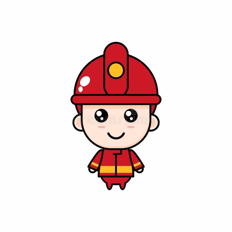 Cute Cartoon Firefighter Chibi Vector Design Stock Vector ...