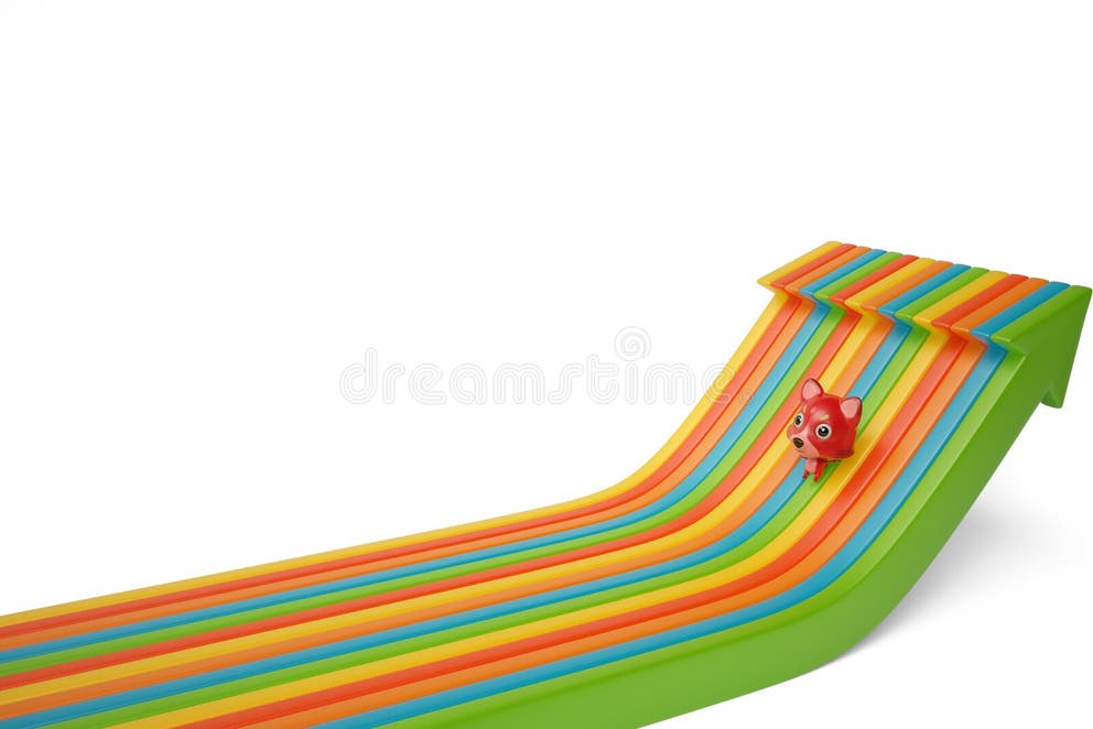 Cute Cartoon Firefox on Colored Arrows,3D Illustration. Stock ...