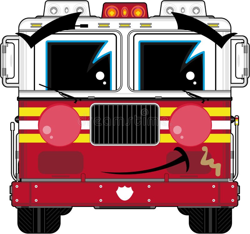 Cute Cartoon Fireman - Fire Truck Stock Vector - Illustration of jobs ...