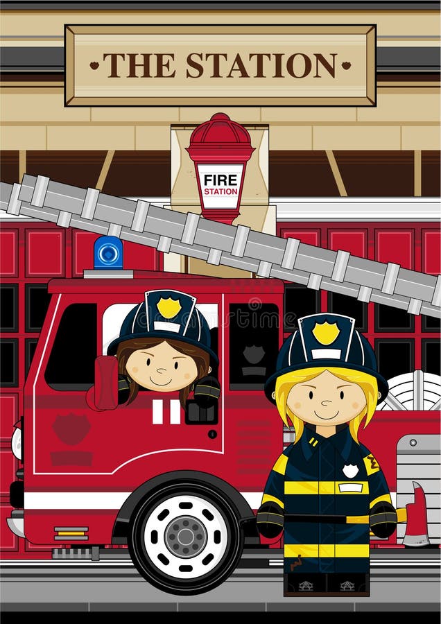 Cute Cartoon Fireman - Firefighter Stock Vector - Illustration of ...