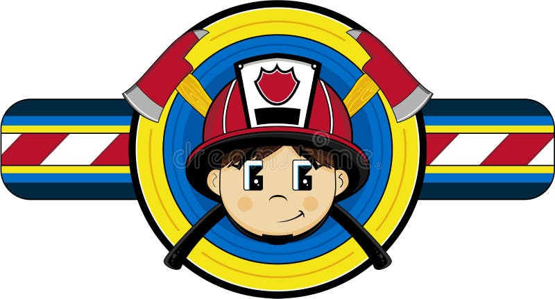 Cute Cartoon Fireman - Firefighter Stock Vector - Illustration of ...