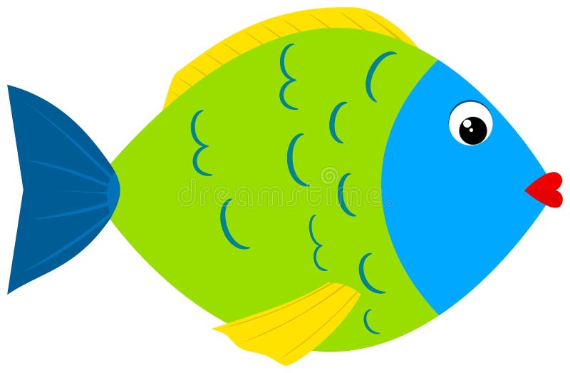 Cartoon green fish clipart stock vector. Illustration of draw - 142499133