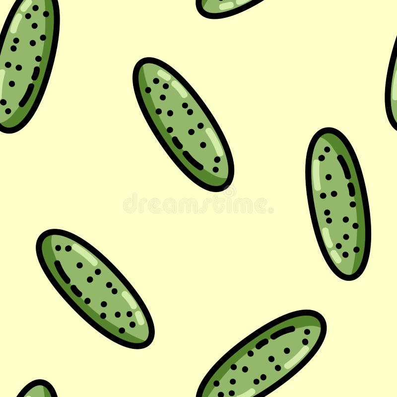 Cute Cartoon Flat Style Cucumber Seamless Pattern Stock Vector ...