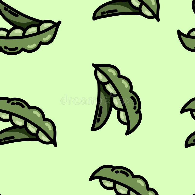 Cute Cartoon Flat Style Pea Seamless Pattern Stock Vector ...