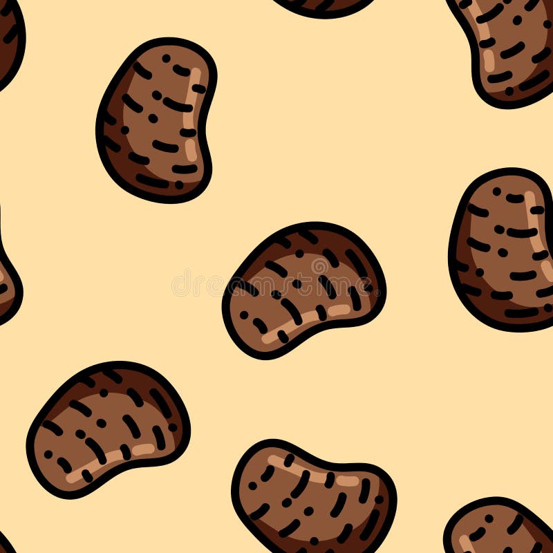 Cute Cartoon Flat Style Potato Seamless Pattern Stock Vector ...