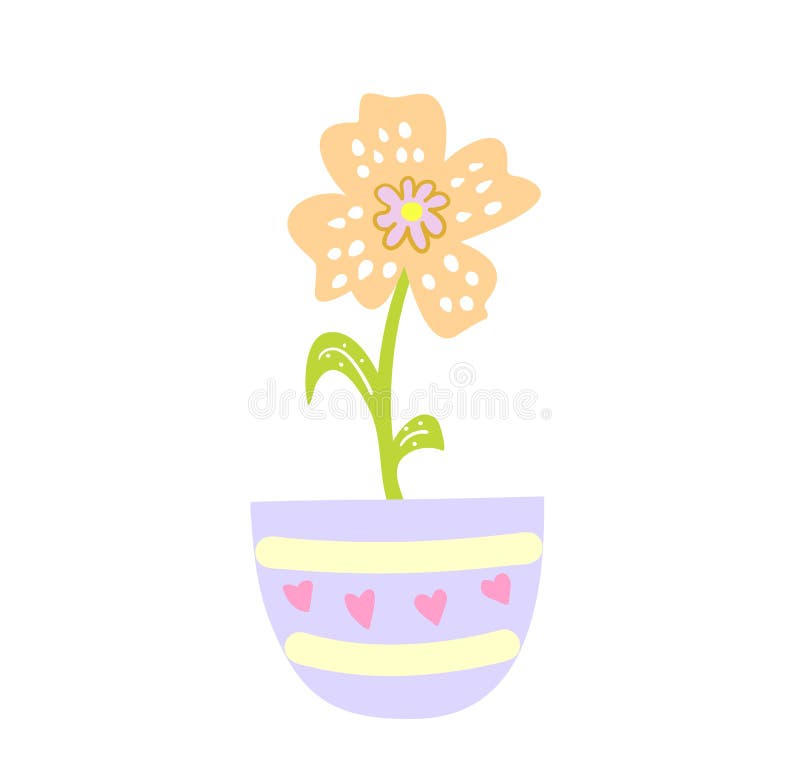 Cute Cartoon Flower in Pot, Doodle Vector Drawing Stock Vector ...