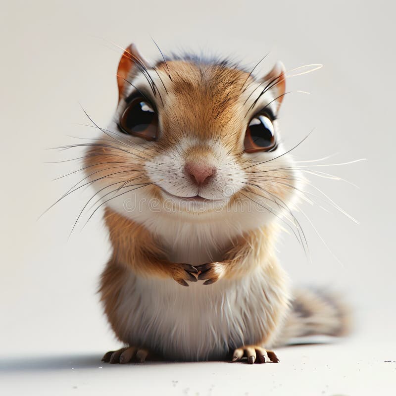 Cute Cartoon Fluffy Chipmunk Isolated on White, Funny 3d Illustration ...