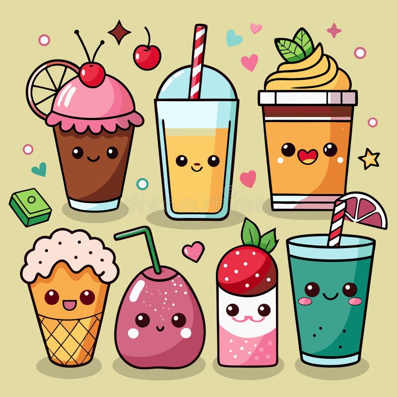 Cute Cartoon Drinks Pattern Stock Photos - Free & Royalty-Free Stock ...