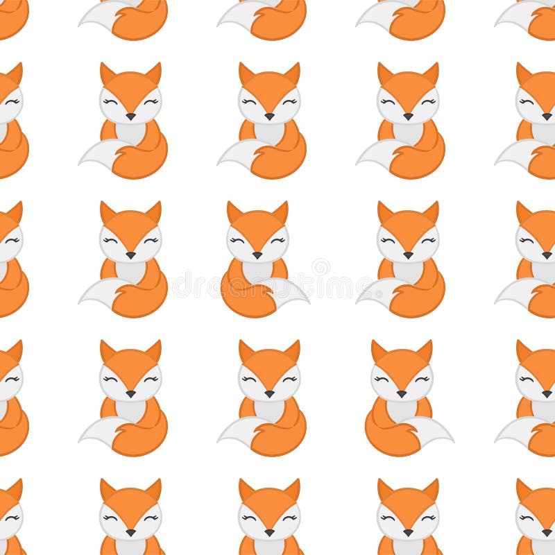 Cute Cartoon Fox. Animal Pattern Vector Background for Kids, Textile ...