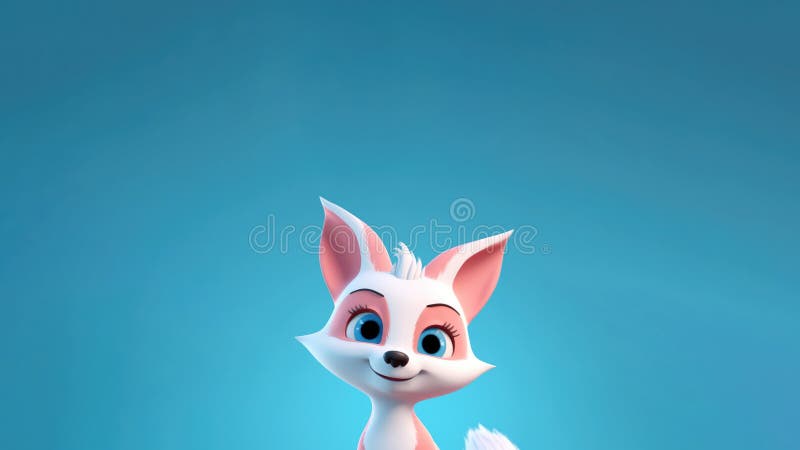 A Cute Cartoon Fox Character Designs Skyblue White Pink. Generative AI ...