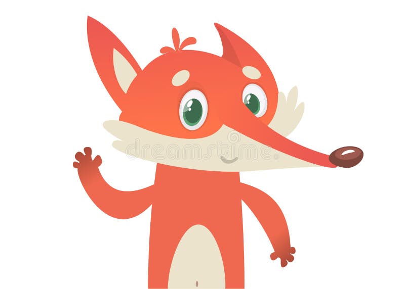 Cute Cartoon Fox Character Waving or Presenting. Flat Design. Vector ...