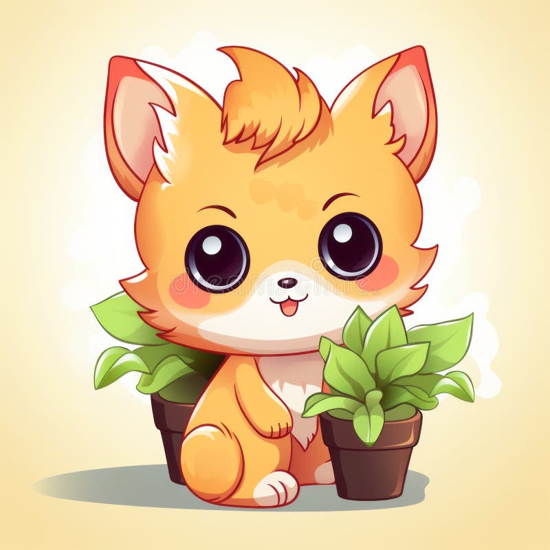 Cute Cartoon Kitten with Blue Eyes on a White Background Stock ...