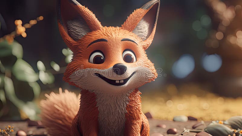 Cute Cartoon Fox Illustration 3d Stock Illustration - Illustration of ...