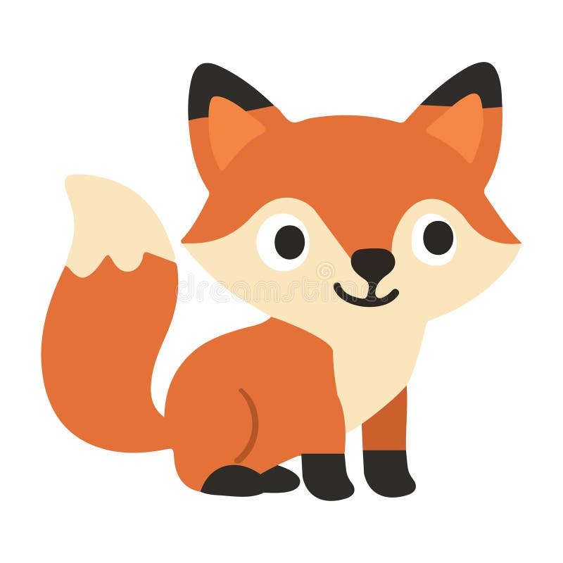 Cute Cartoon Fox Illustration Doodle Stock Vector - Illustration of ...