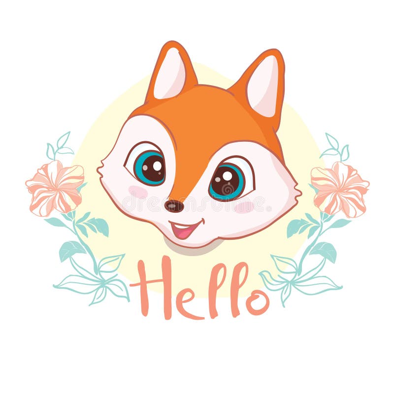 Cute Cartoon Fox in Modern Simple Flat Style Stock Illustration ...
