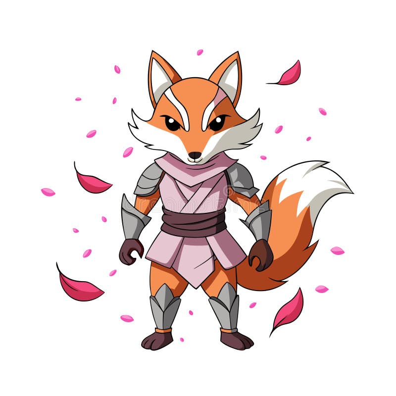 Fox Samurai with Sakura Petals - Cartoon Animal Character Design ...