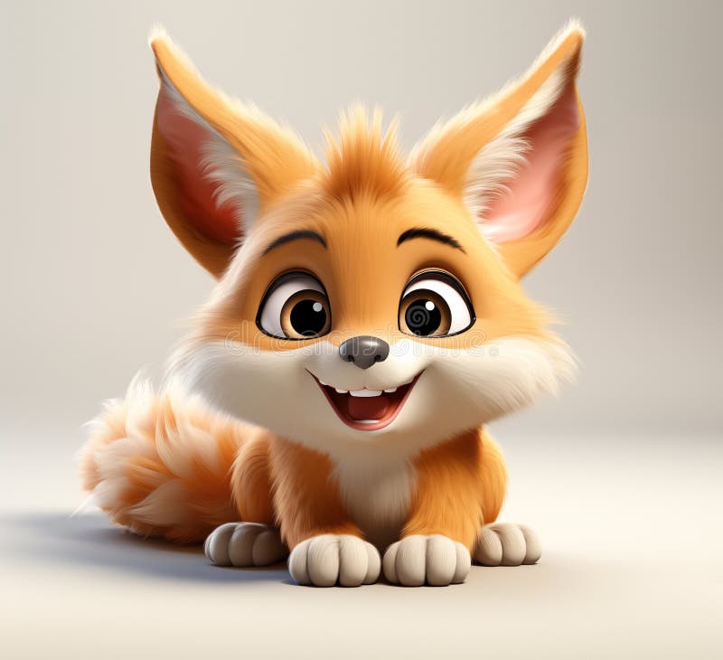 Cute Cartoon Fox Sitting and Smiling Stock Illustration - Illustration ...