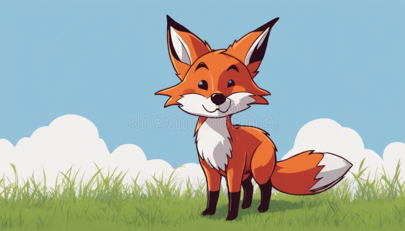 A Cute Cartoon Fox with a Smile on Its Face Stock Illustration ...