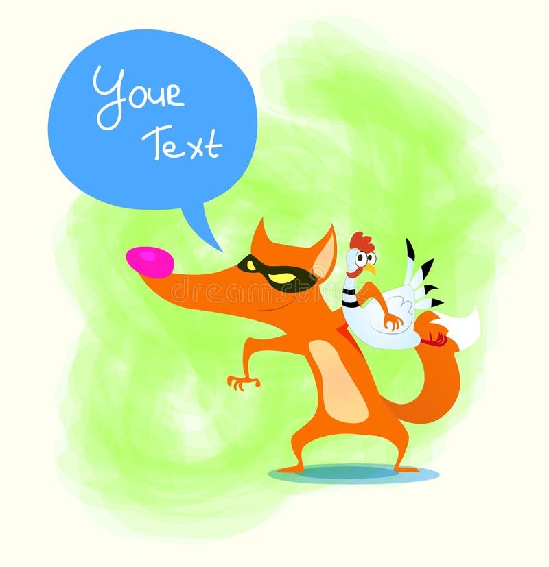 Cute Cartoon Fox with Stolen Chicken. Vector. Design Stock Vector ...