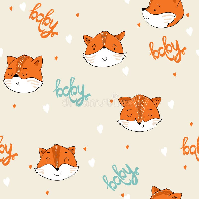 Cute cartoon Fox stock vector. Illustration of pattern - 120496978