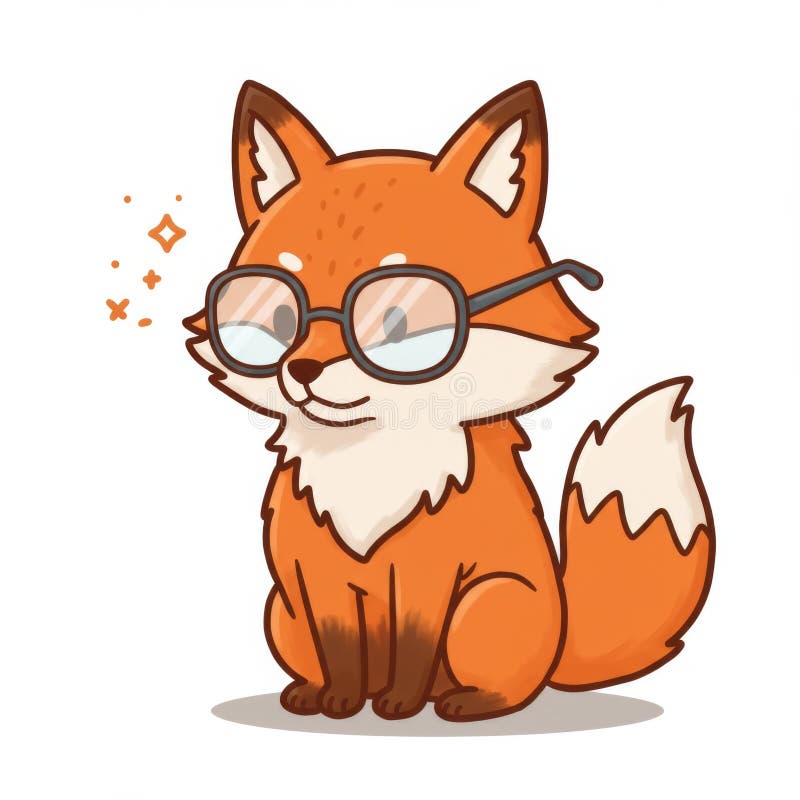 Cute Cartoon Fox Wearing Glasses Stock Illustration - Illustration of ...
