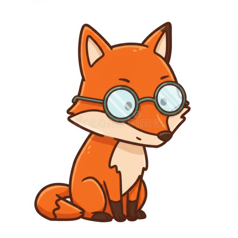 Cute Cartoon Fox Wearing Glasses Stock Illustration - Illustration of ...