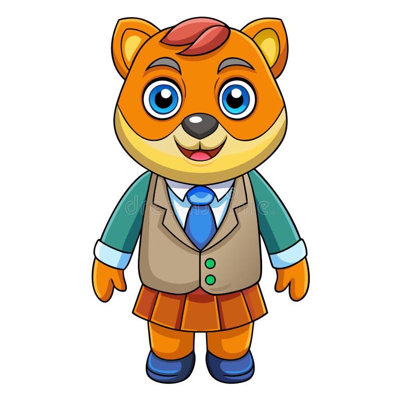 Cute Cartoon Fox Wearing School Uniform Stock Vector - Illustration of ...