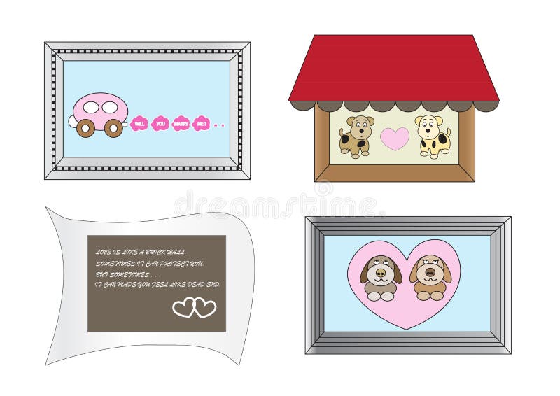 Cute Cartoon Frames about Love Stock Vector - Illustration of wedding ...