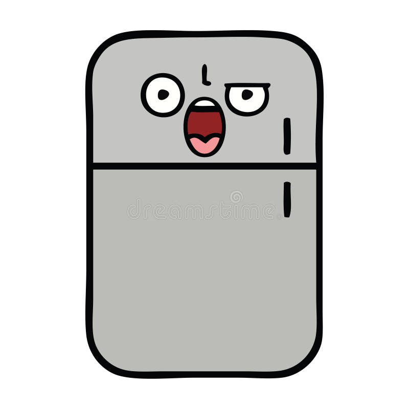 Cute Cartoon of a Fridge Freezer Stock Vector - Illustration of goods ...