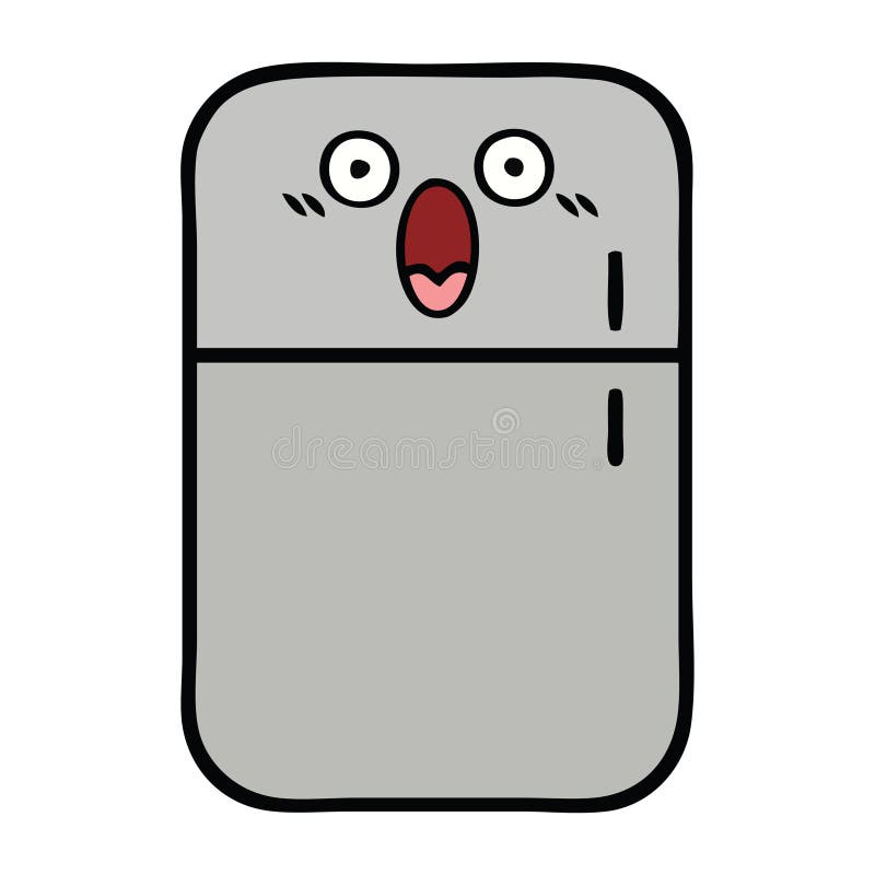Cute Cartoon Fridge Freezer Stock Vector - Illustration of home ...