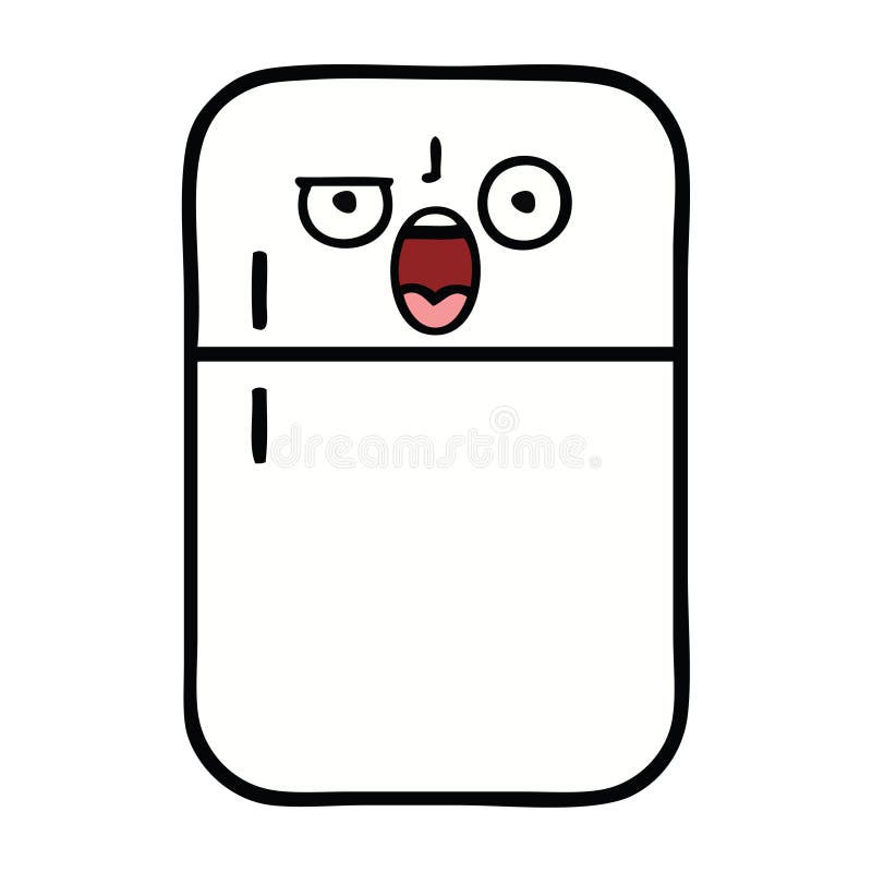 Cute Cartoon of a Fridge Freezer Stock Vector - Illustration of quirky ...
