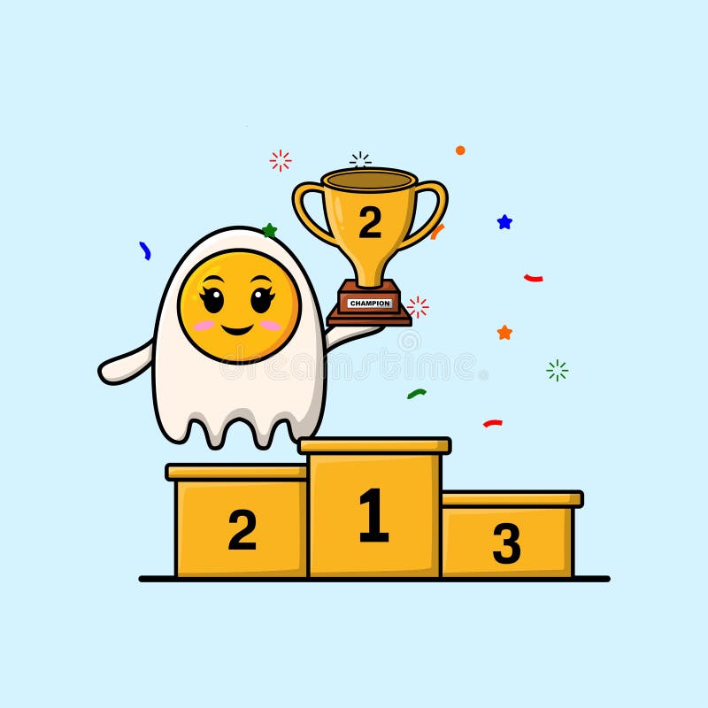 Cute Cartoon Fried Eggs As the Second Winner Stock Vector ...