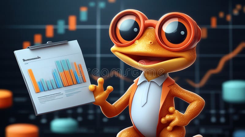 Cute Cartoon Frog Holding Financial Reports Stock Illustration ...