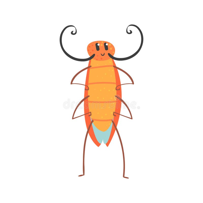 Cute Cartoon Funny Cockroach Character Vector Illustration Stock Vector ...