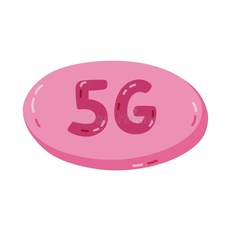 Cute Cartoon 5G High Speed Wireless Internet Icon in Volume Bubble ...