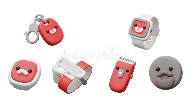 Cute Cartoon Gadget Collection on White Background Stock Illustration ...