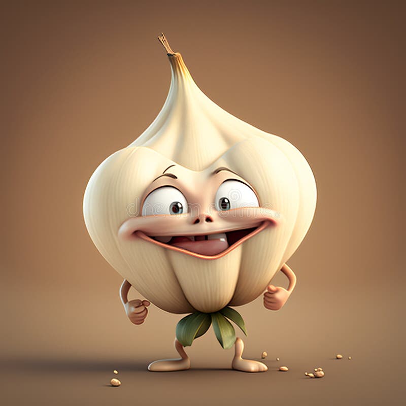 Cute Cartoon Garlic Character, Generative AI Stock Illustration ...