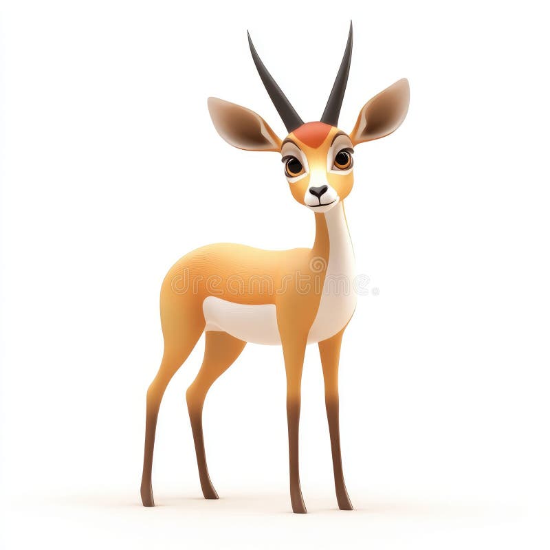 Adorable Cartoon Springbok Antelope, 3D Render Stock Illustration ...