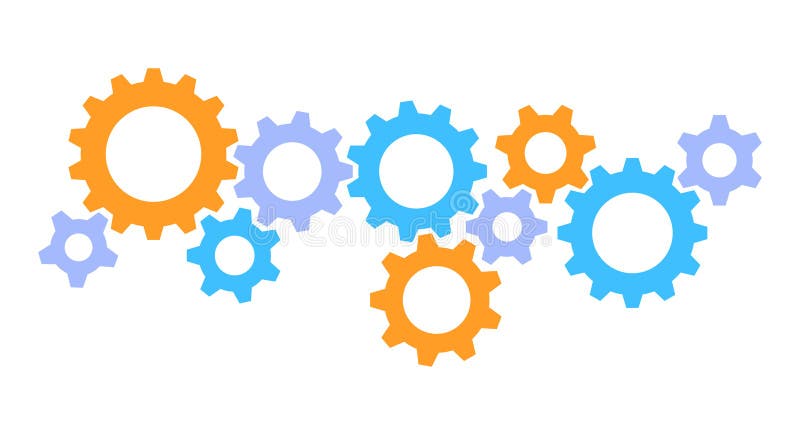 Cute Cartoon Gears Color on White Background Stock Vector ...