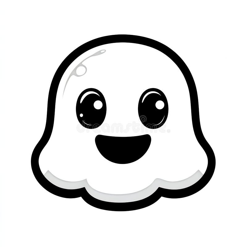 Cute Cartoon Ghost with a Big Smile Stock Illustration - Illustration ...