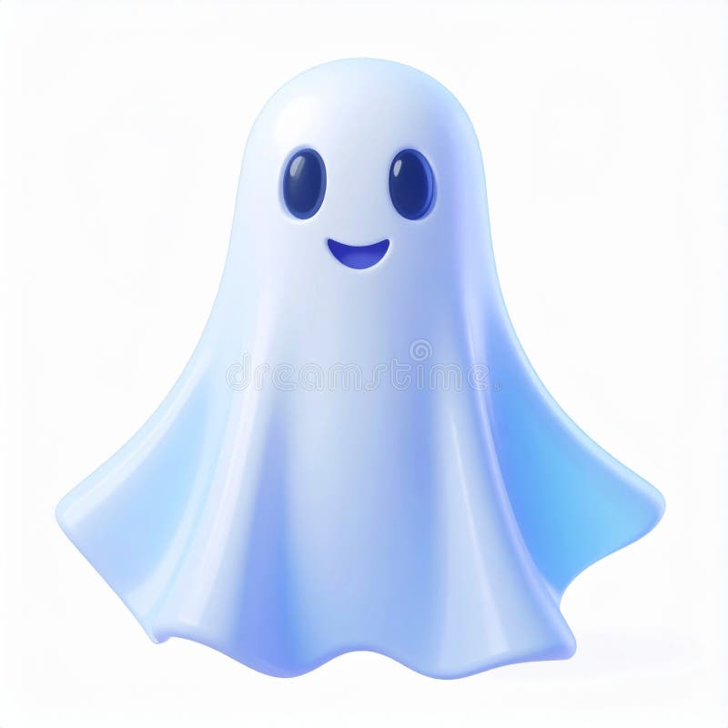 Cute Cartoon Ghost 3D Render Stock Illustration - Illustration of ...