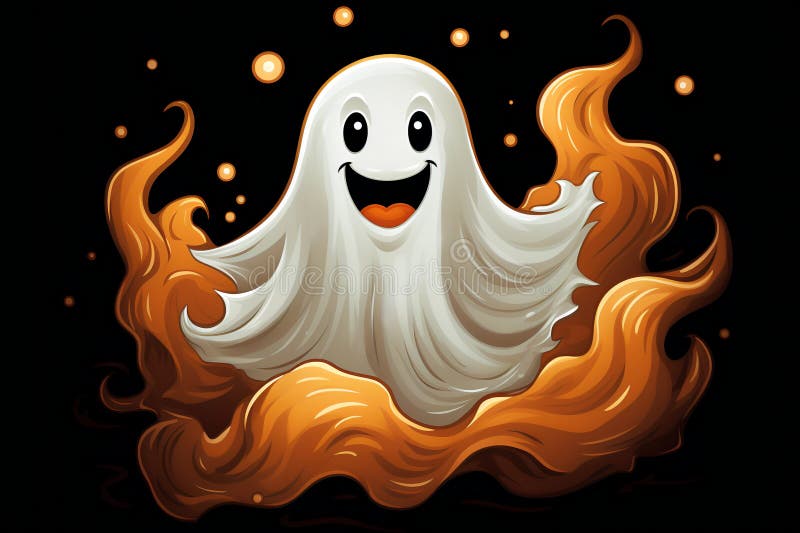 Cute Cartoon Ghost. Template for a Greeting Card for Halloween Stock ...