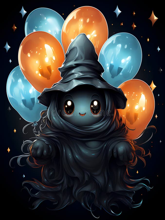 Cute Cartoon Ghost. Template for a Greeting Card for Halloween Stock ...
