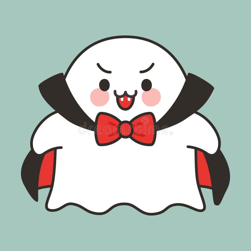 Cute Cartoon Ghost in Vampire Costume with Red Bow Stock Vector ...